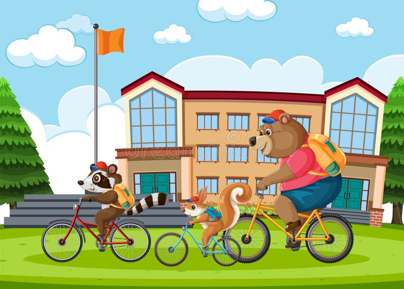 Three animals riding bikes stock vector. Illustration of animals ...