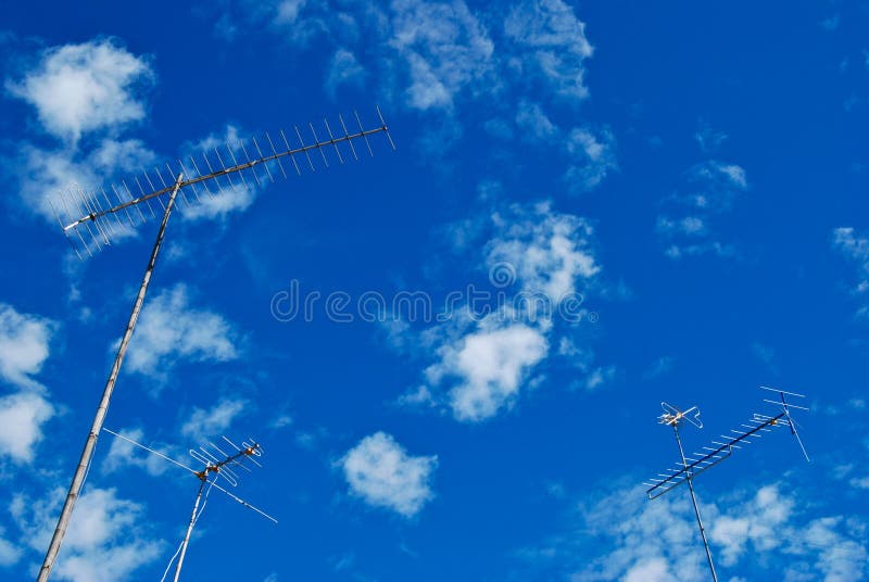 The Three Antenna are Standing Over Sky Stock Image - Image of ...