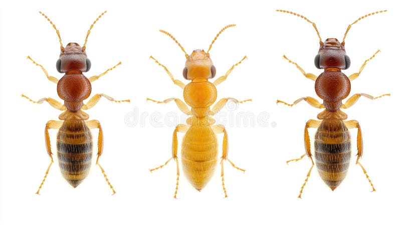 Three Ants, Dorsal View, Different Color Variations, Isolated on White ...