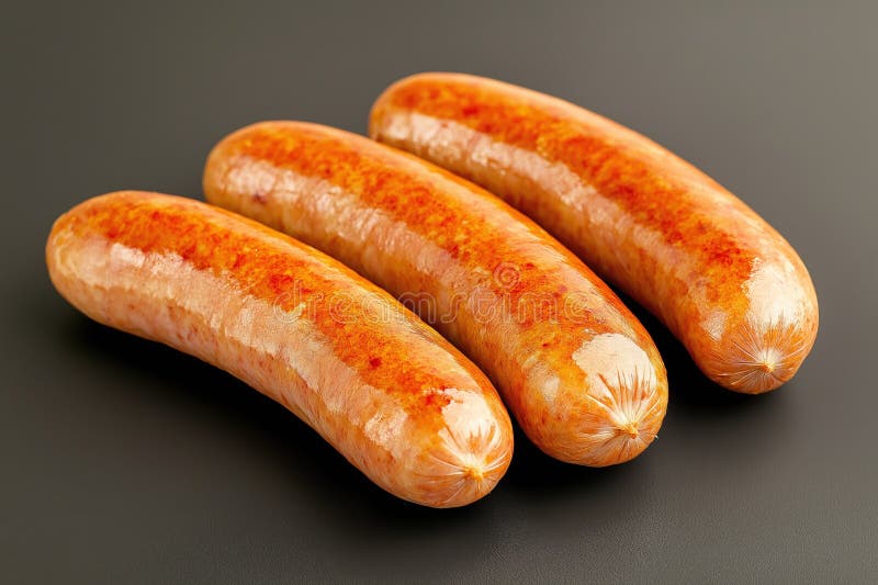 Three Appetizing Juicy Sausages Dark Surface Stock Photos - Free ...
