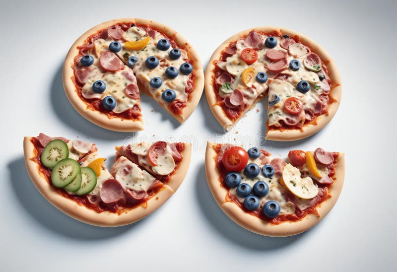 Three Appetizing Mini Circle Pizzas with Various Toppings Stock ...