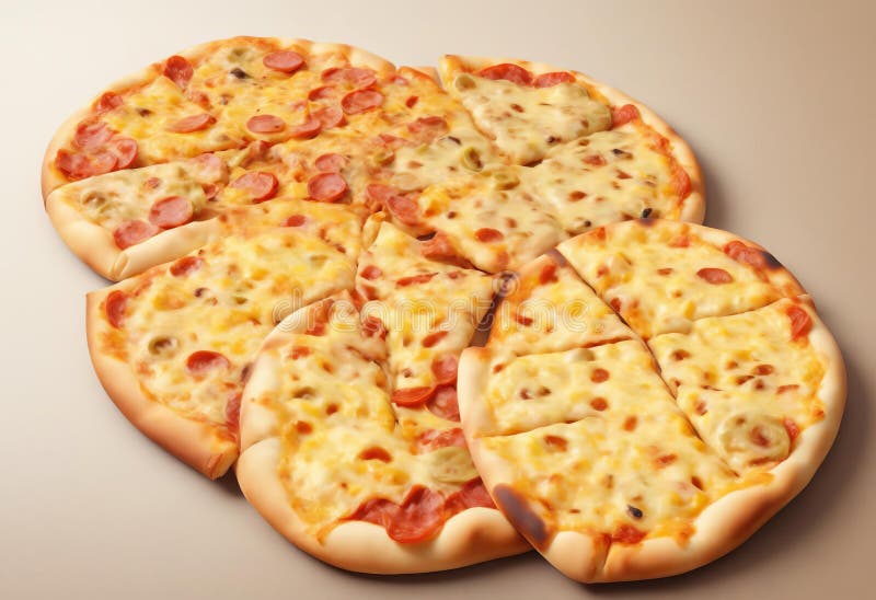 Three Appetizing Mini Circle Pizzas with Various Toppings Stock ...