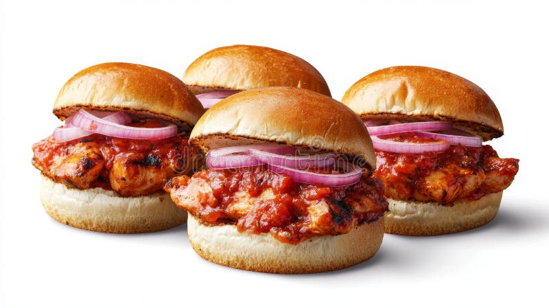 Three Appetizing Sandwich Buns Filled with Seasoned Meat and ...
