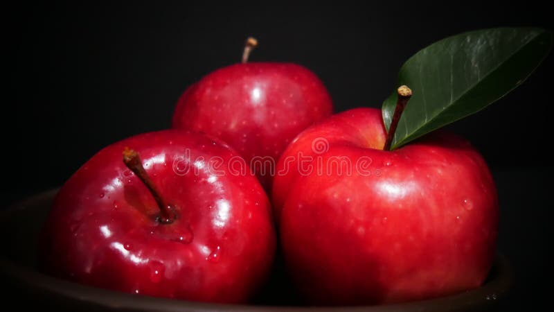 Three Apple on Bowl for Fruit Photoshoot Stock Image - Image of angle ...