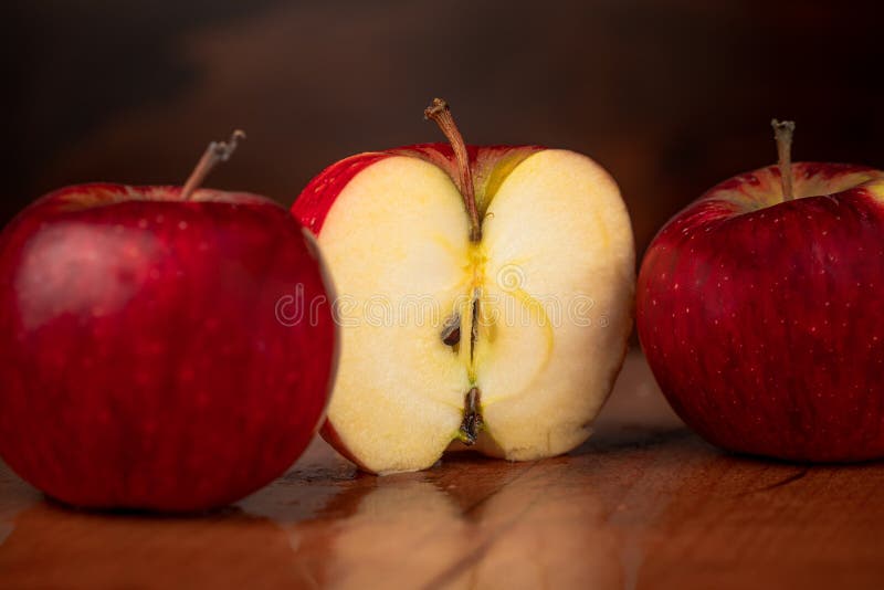 Three Apple, Cut Red Apple Pips Stock Photo - Image of pips, apple ...