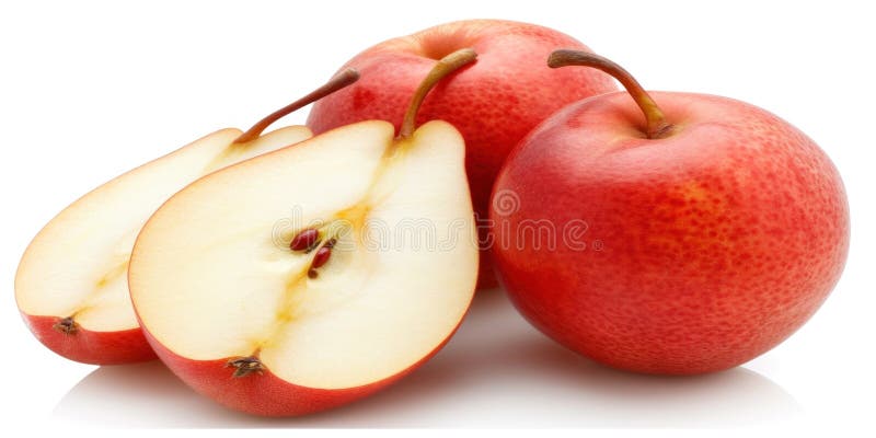 Three Apples are Cut in Half and One is Sliced, AI Stock Photo - Image ...