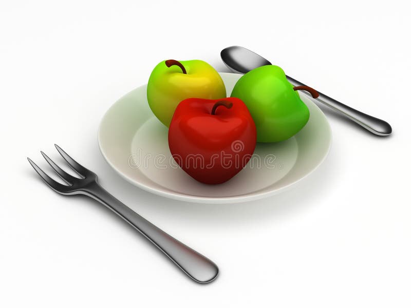 Three apples stock illustration. Illustration of apple - 33611429