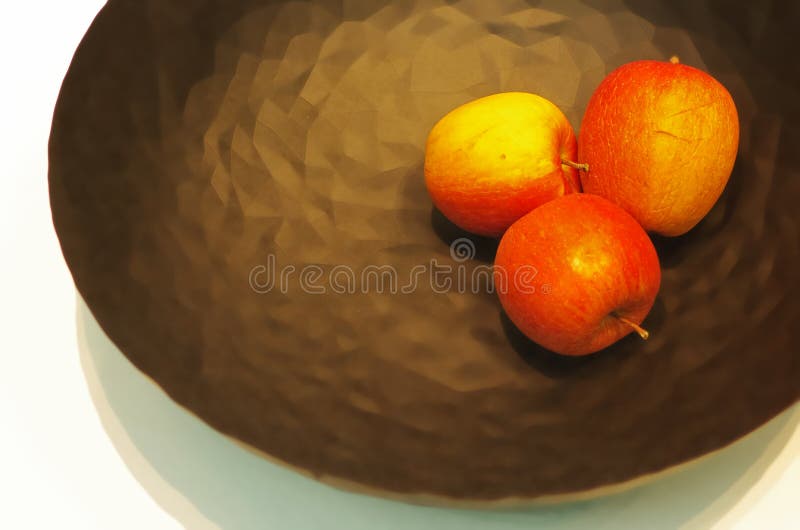 Three apples in a plate stock photo. Image of plate, porcelain - 42349596