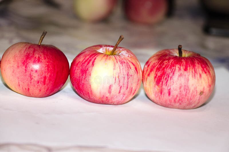 Three apples in a row stock image. Image of vitamin, number - 80571167