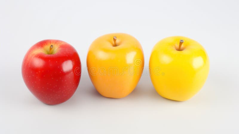Three Apples are Shown in a Row, AI Stock Photo - Image of vibrant ...