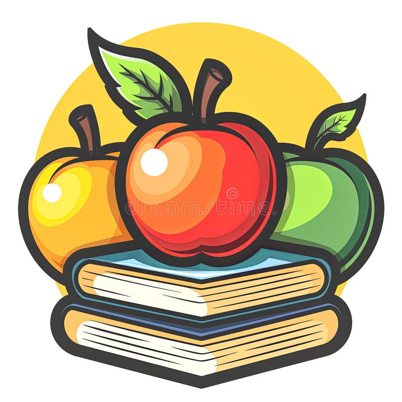 Three Apples Sit on Top of Three Books Stock Image - Image of apple ...