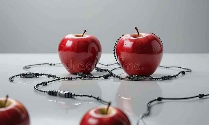 Three Apples are Sitting on a Table, with One Apple on the Left Side ...