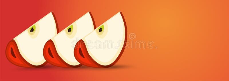 Three Apples Slice Pieces Banner, a Banner of Three Cut into Pieces of ...