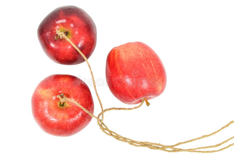 Three Apples Stack Isolated on White Background. Stock Image - Image of ...