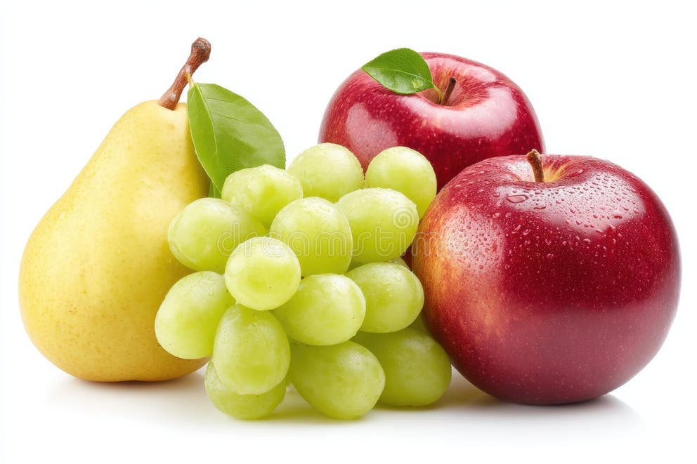 Three Apples and Two Pears on a Clean White Background, Hello Summer ...