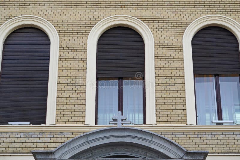 Three arch windows stock image. Image of windows, house - 231955205