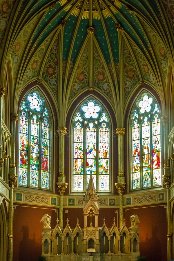 Three Arched Windows Altar stock image. Image of cross - 64766815