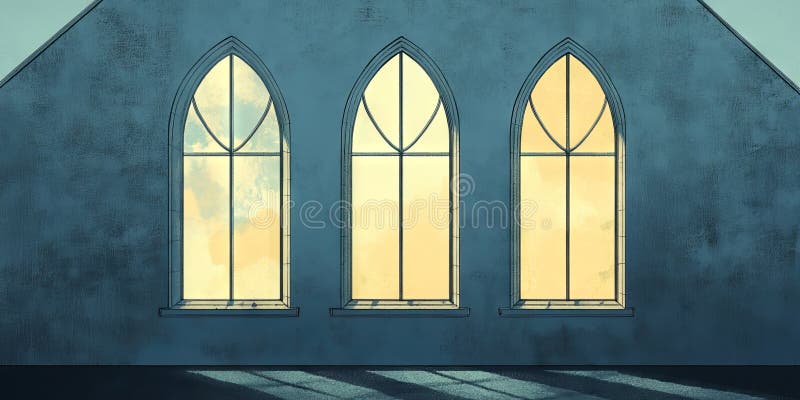 Three Arched Windows with a Blue Background Stock Illustration ...