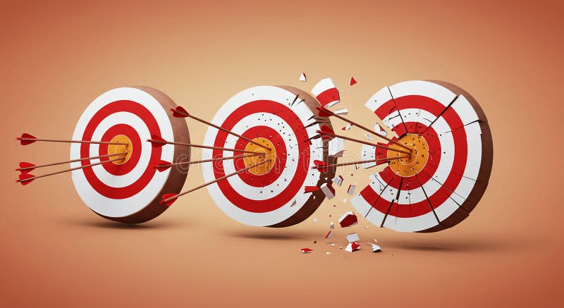 Three Archery Targets with Red and White Concentric Circles Stand ...