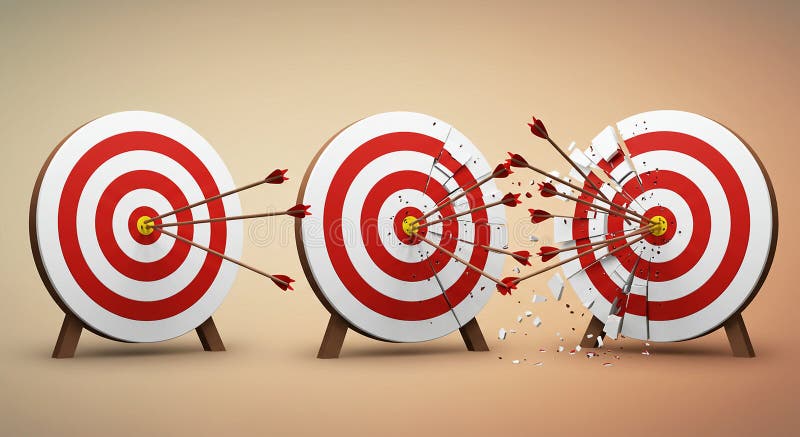 Three Archery Targets with Red and White Concentric Circles Stand ...