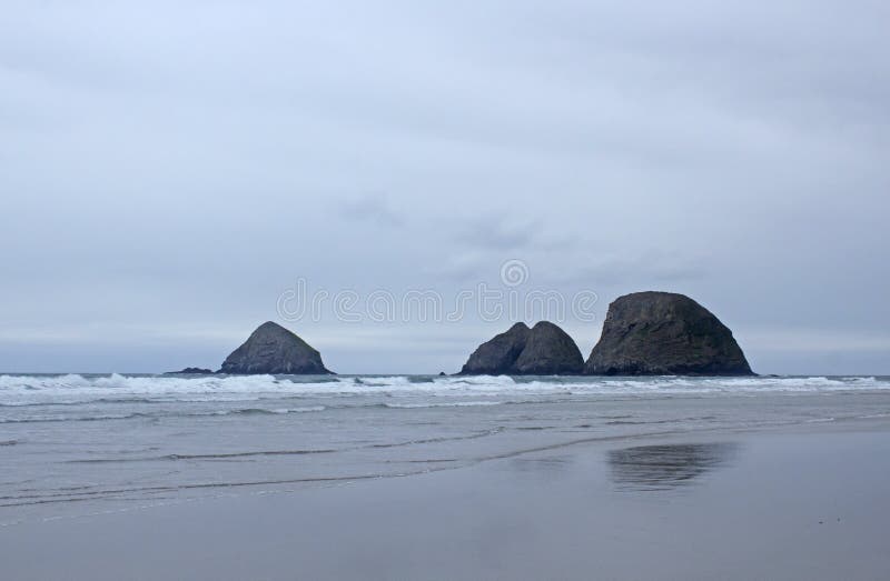 Three Arches Rocks on Oregon Coast in Winter Stock Image - Image of ...