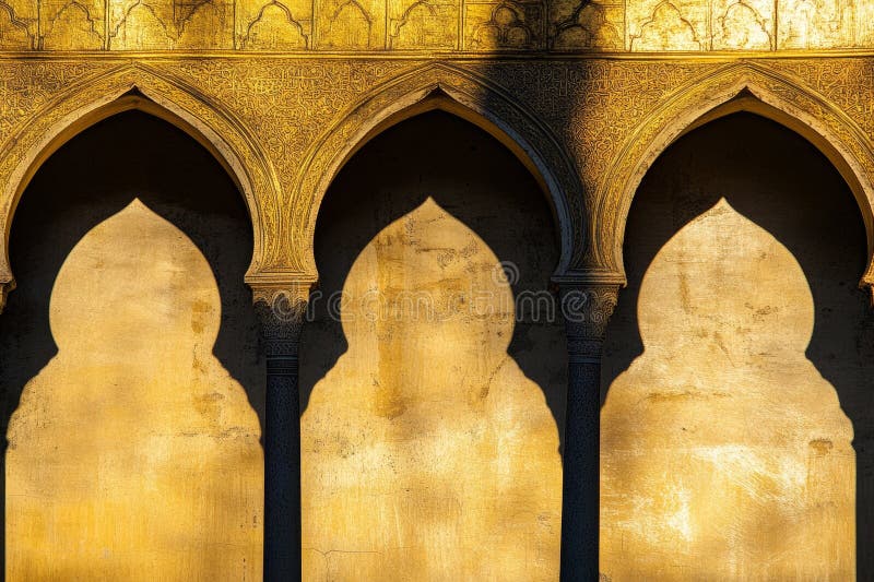 Three Arches with Shadows on the Wall Stock Illustration - Illustration ...