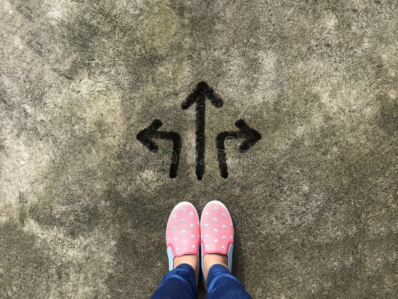 Three Arrow and Pink Slipper Shoe on Concrete Background Stock Image ...