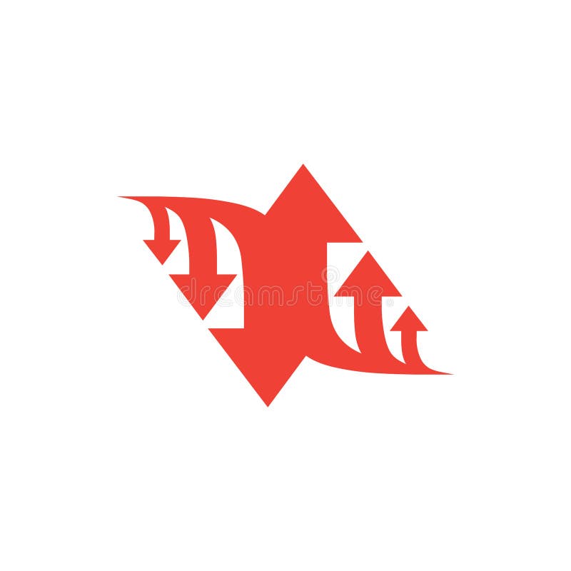 Three Arrow Sign Direction Two Way. Flat Road Direction Red Vector ...