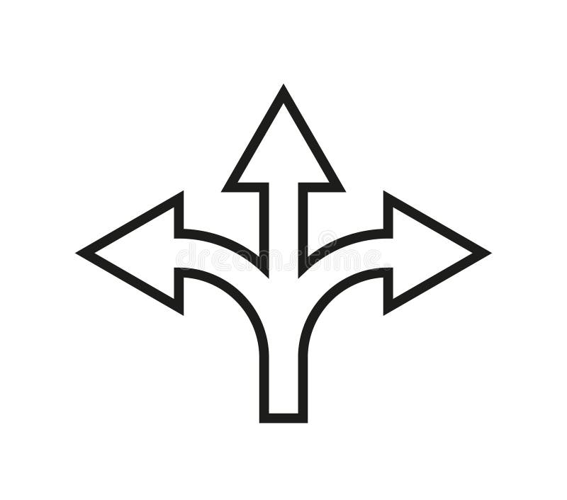 Three Arrow Way Icon. Arrow Way with 3 Options of Road. Choice of ...