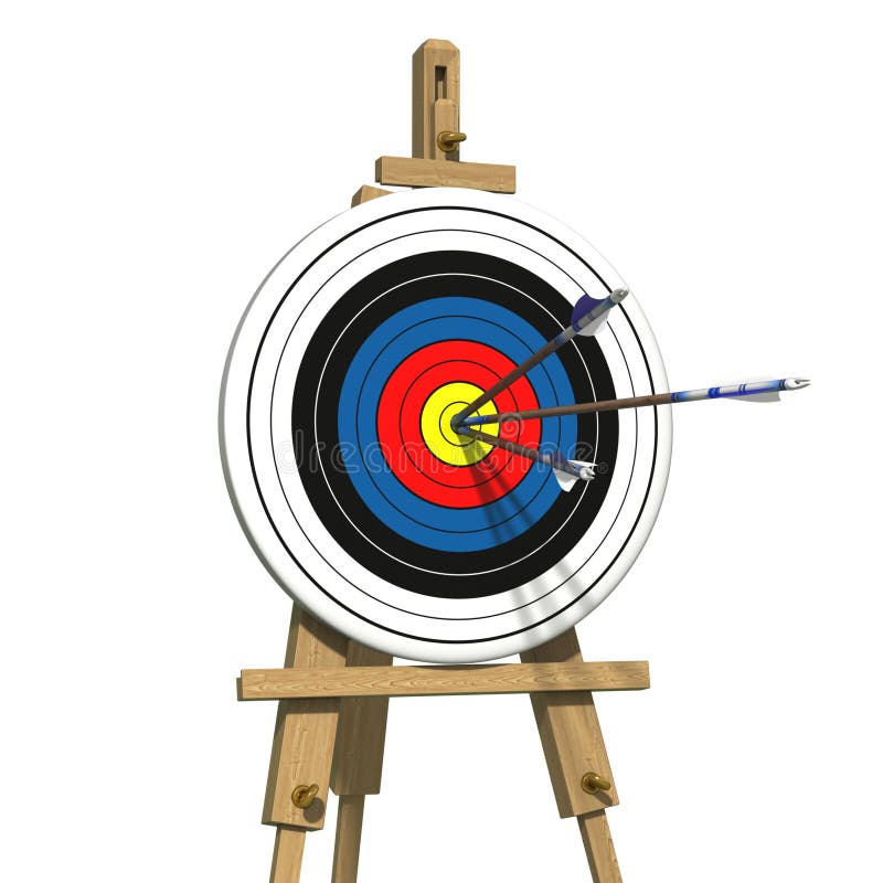 Three Arrows on an Archery Target Stock Illustration - Illustration of ...