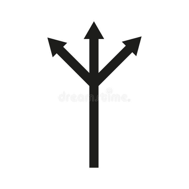 Three Arrows Direction. Road Path Symbol. Intersection Navigation Icon ...