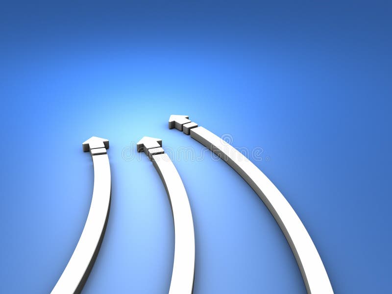 Three Arrows that Gradually Turn To the Left. Stock Illustration ...