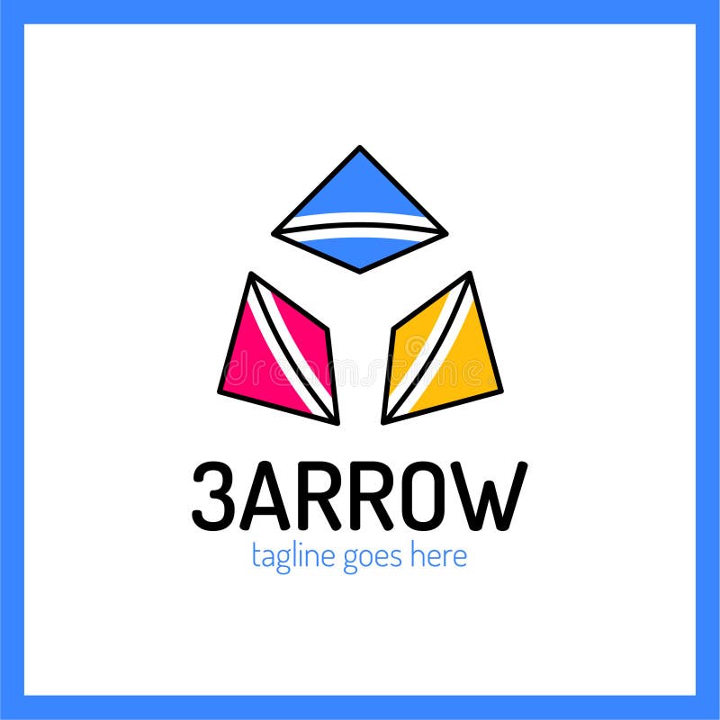 Three Arrows Logo. Color and Shadow Stock Illustration - Illustration ...