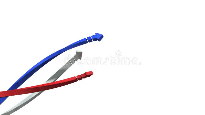 Three Arrows that Move Forward while Intertwining Each Other. it`s a ...