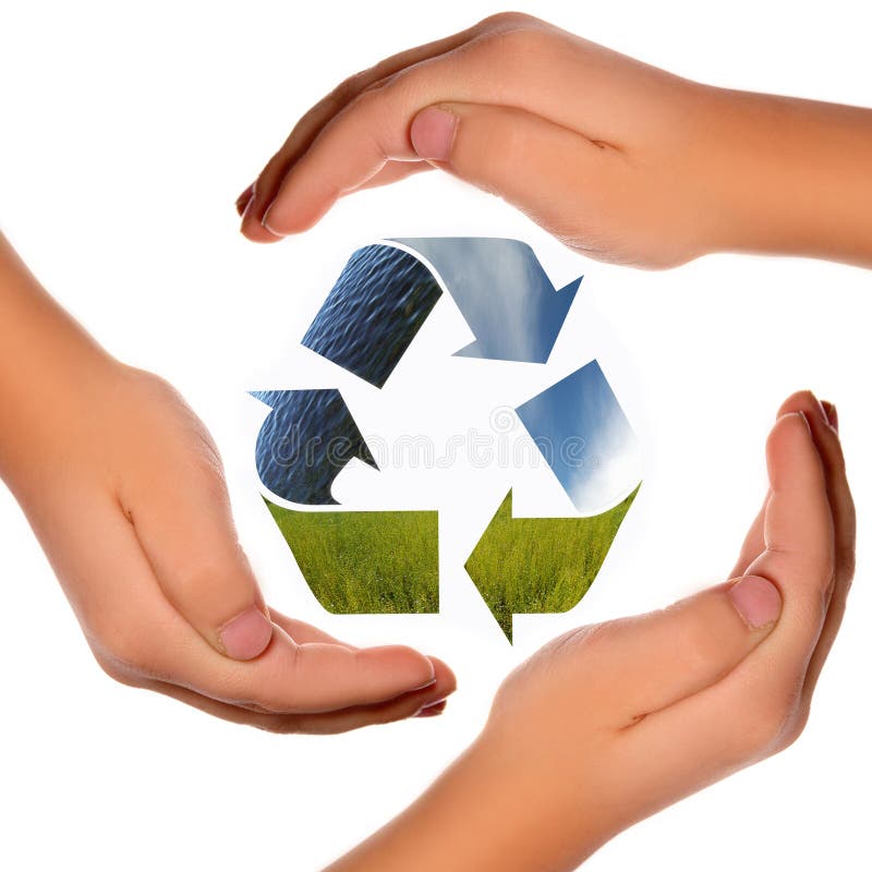 Three Arrows of Nature Elements, Recycling Symbol Stock Image - Image ...