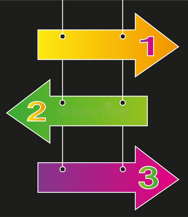 Three Arrows Numbered in Different Colors Stock Illustration ...