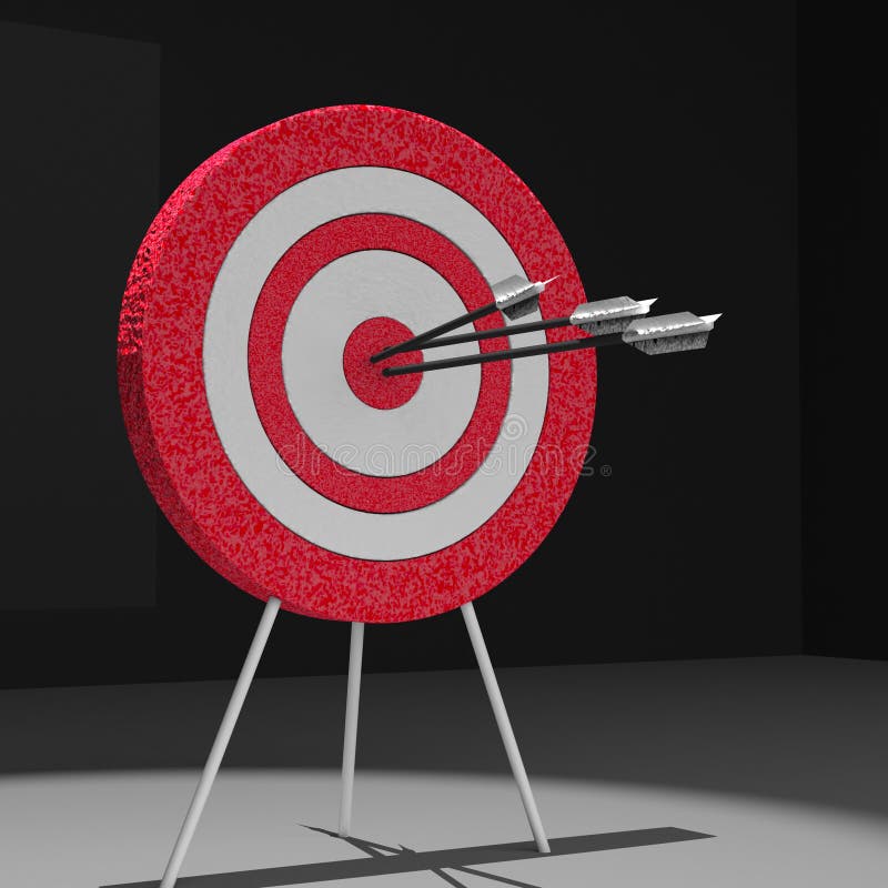 Three Bullseye Arrows in One Target Stock Illustration - Illustration ...