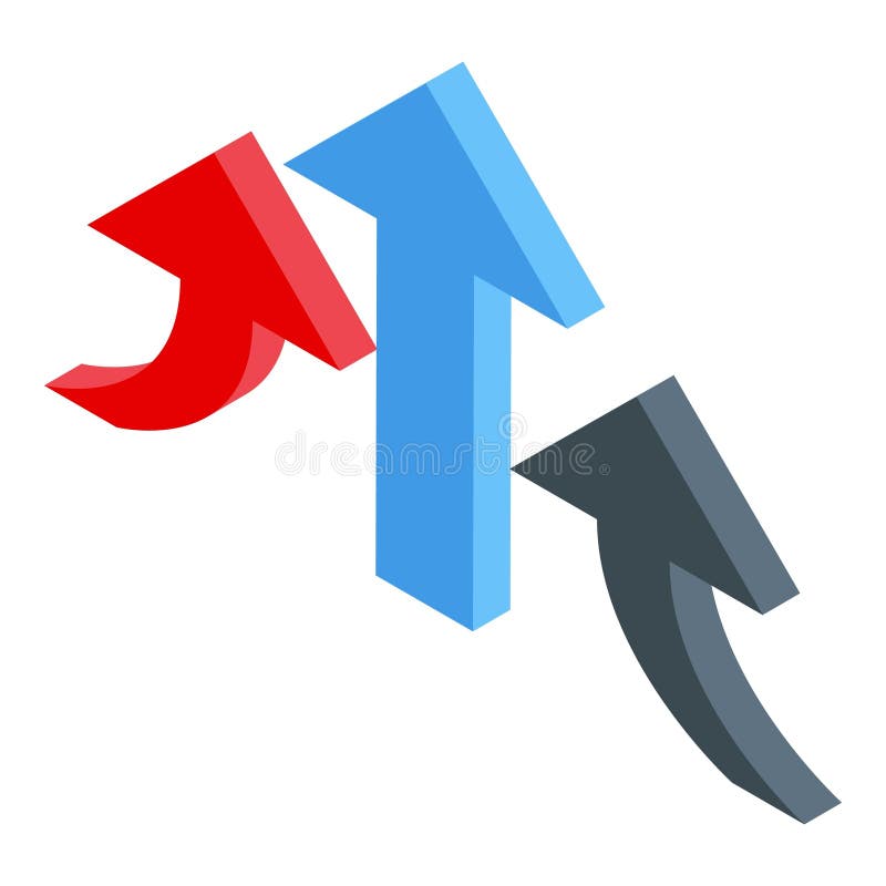 Three Arrows Pointing in Different Directions Representing Market ...