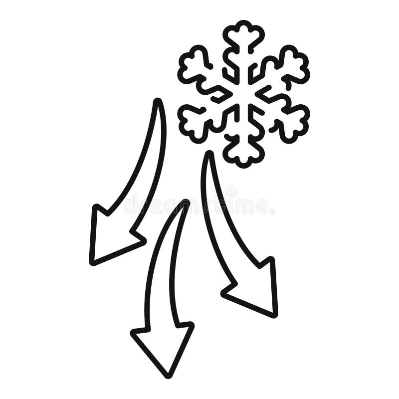 Three Arrows Pointing Down To Snowflake Representing Cooling System ...
