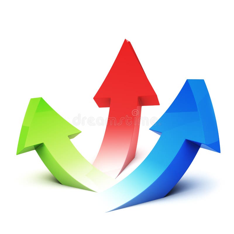 Three Arrows Pointing Upside Stock Illustration - Illustration of ...