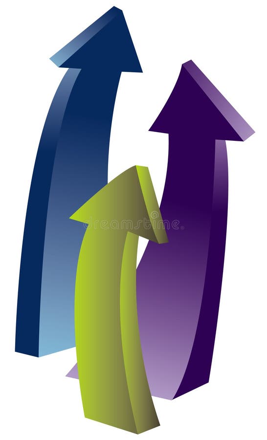 Three Arrows Pointing Upward Stock Vector - Illustration of upward ...