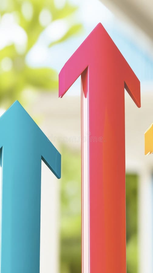 Three Arrows are Shown in Different Colors, with One Pointing Up Stock ...