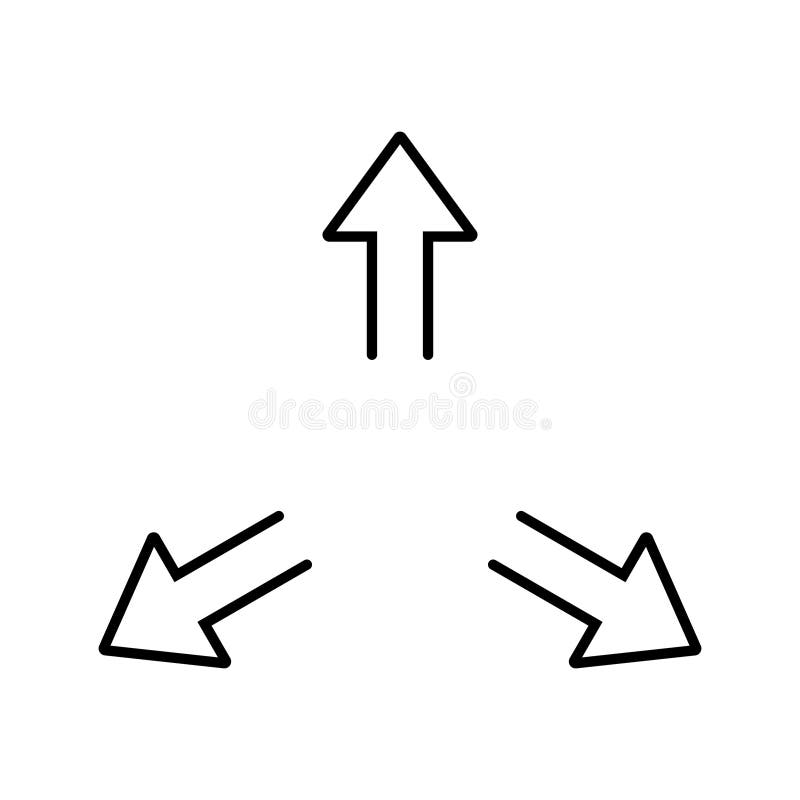 Three Arrows Shows Three Different Ways. Linear Icon. Stock ...