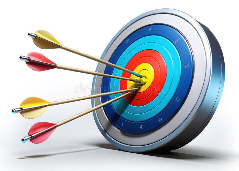 Three Arrows Striking the Archery Target Bullseye a Visual ...
