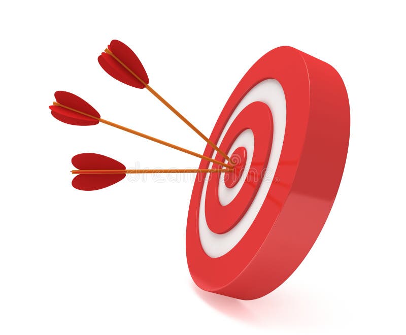 Three arrows in target stock illustration. Illustration of projectile ...
