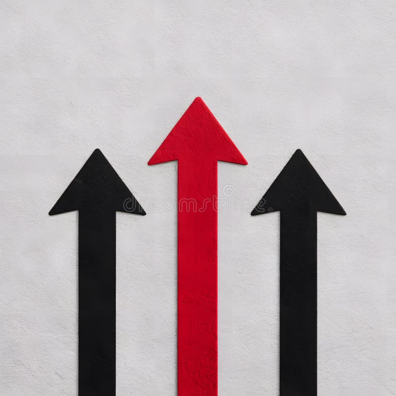 Three Arrows on White Background, Two Pointing Up and One Pointing Down ...