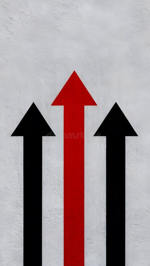 Three Arrows on White Background, Two Pointing Up and One Pointing Down Stock Illustration ...