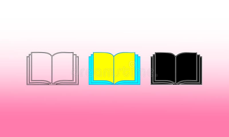 Illustration of Three Open Books with Pink Gradient Background Stock ...