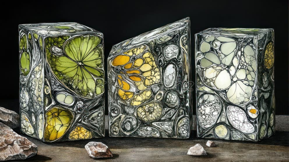 Abstract Cubist Resin Art Blocks Three Dimensional Decorative ...