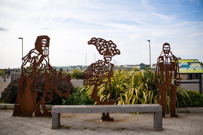 Artistic Statues with a Portrait Bench Symbolize the Heroes of the Town ...